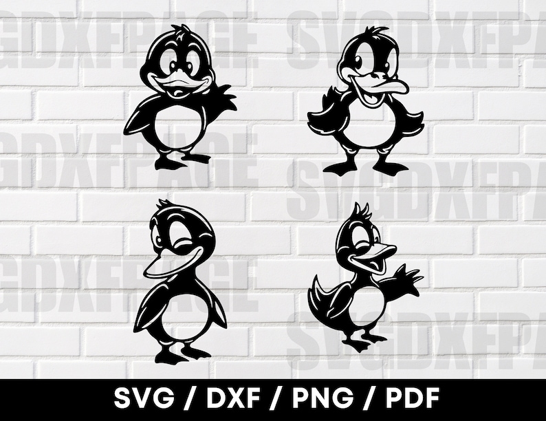 Cartoon Ducks SVG DXF PNG Clip Art, Cute Ducks Silhouette, Duck Face ...