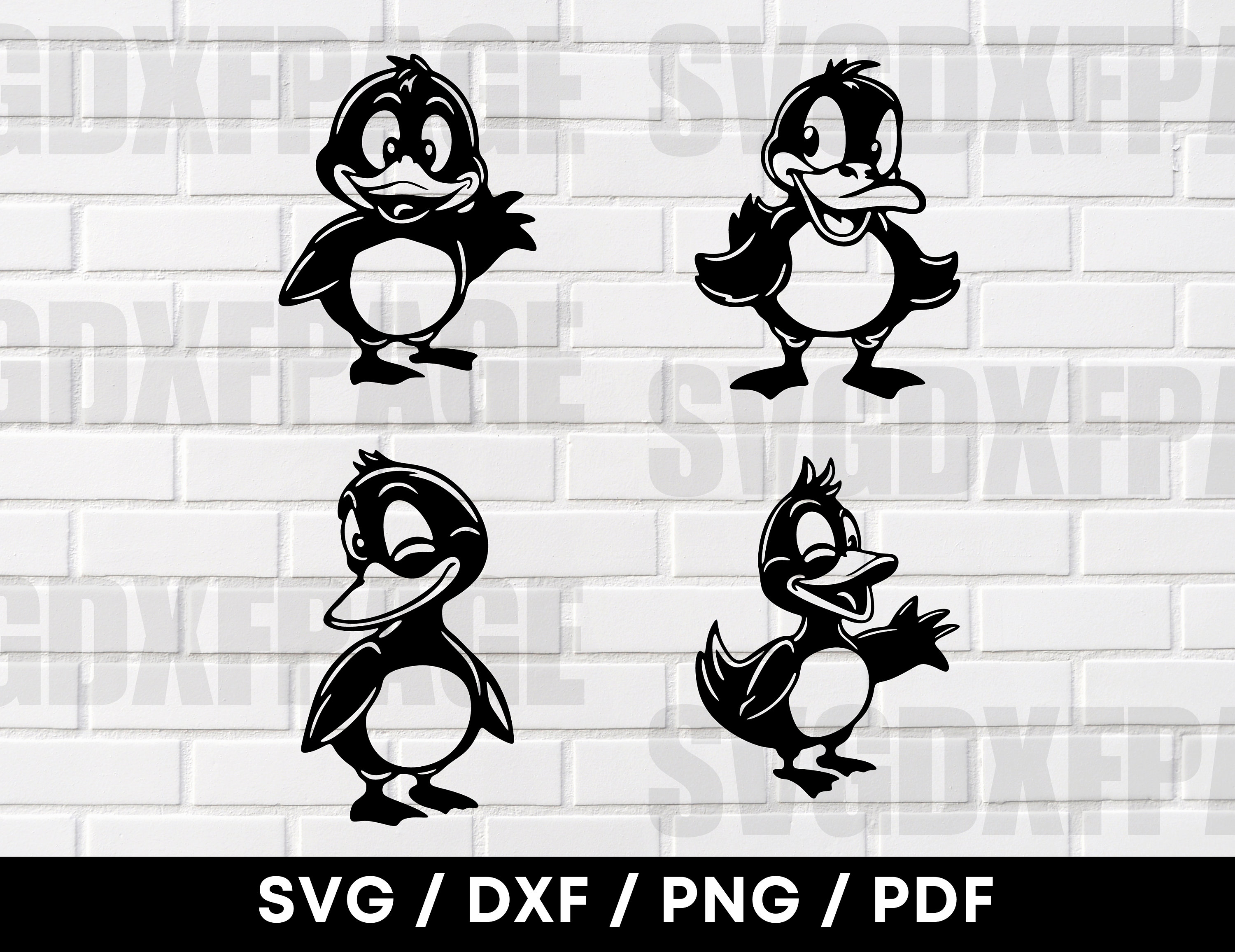 Cartoon Ducks SVG DXF PNG Clip Art, Cute Ducks Silhouette, Duck Face ...