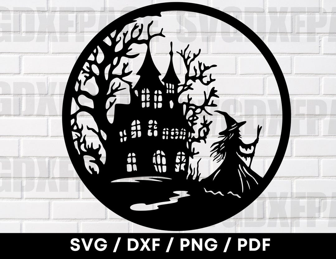 Witch Scene SVG PNG DXF, Witch Svg, Witch Png, Witch Silhouette, Witch ...