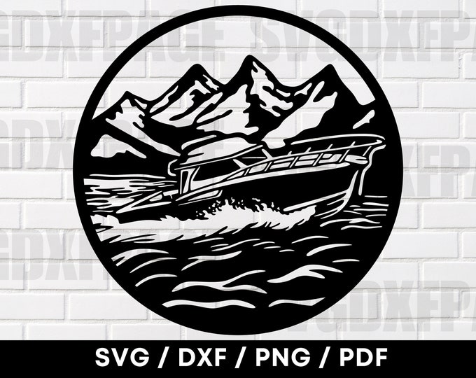 Boots-Szene SVG PNG DXF, Boots-Svg, Dxf-Dateien für Plugs, Boots ...