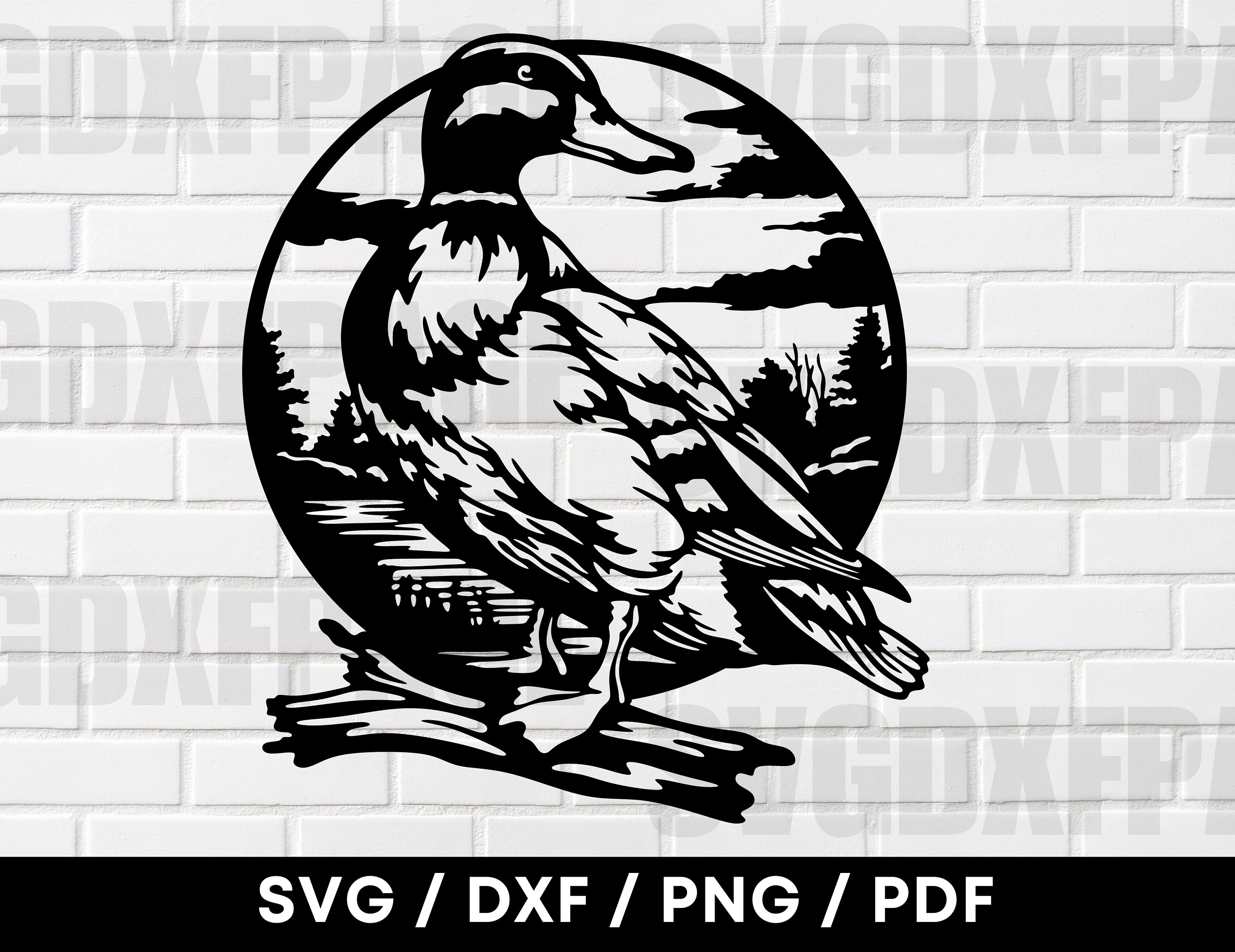 Mallard Scene Png Dxf Svg Wild Duck Svg Mallard Clipart Duck Png Dxf File For Plasma Cut