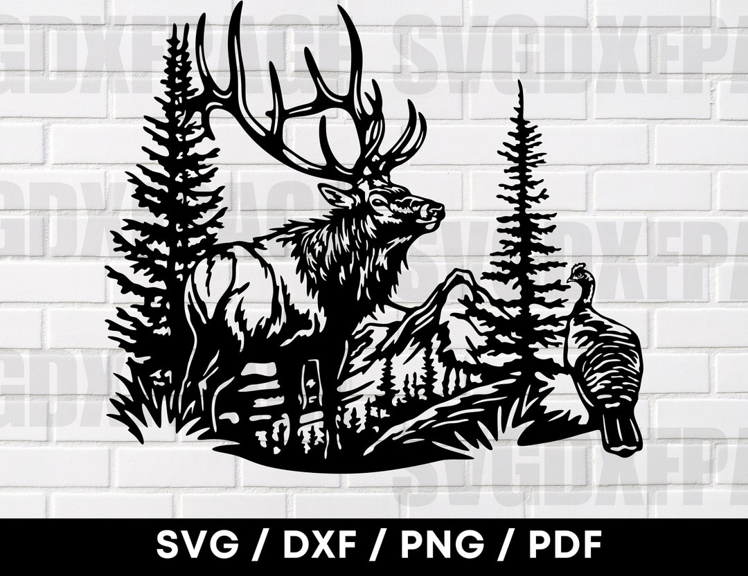 Elk and Turkey in the Wilderness SVG DXF PNG, Turkey Svg, Turkey Png ...