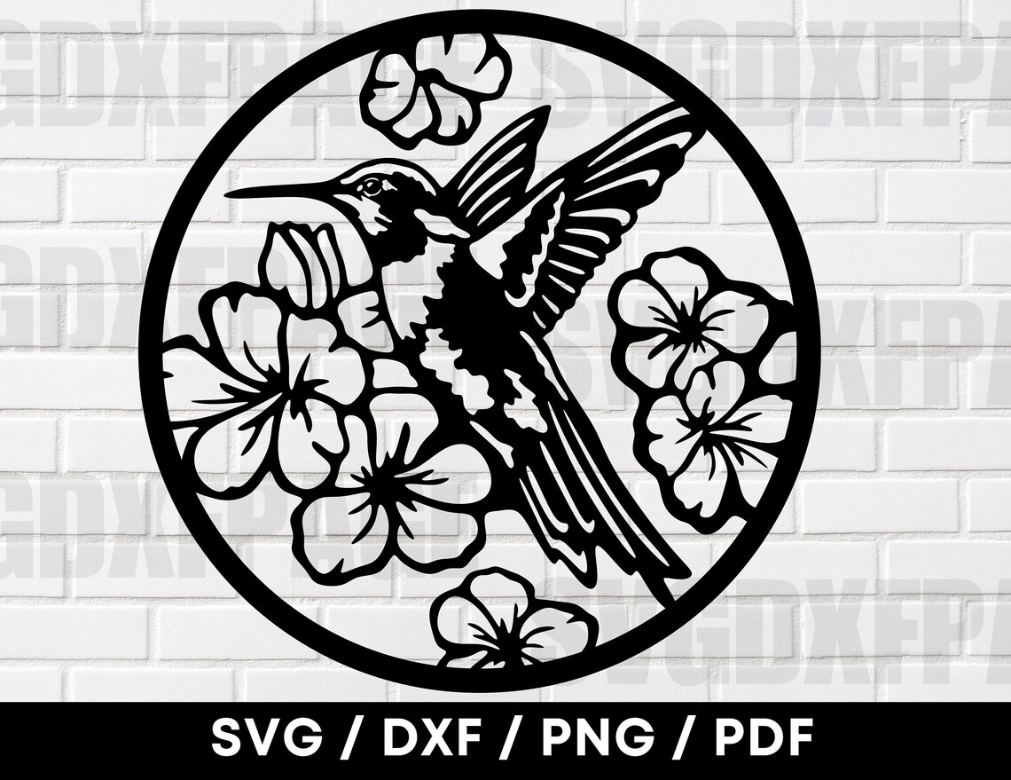 Hummingbird Scene SVG PNG DXF, Hummingbird Png, Dxf Files for Plasma ...