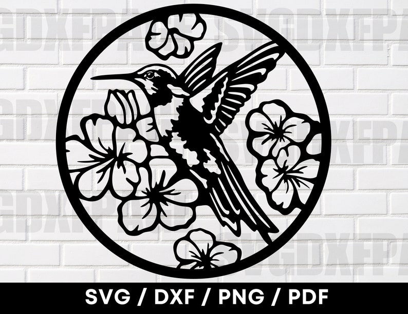 Hummingbird Scene SVG PNG DXF, Hummingbird Png, Dxf Files for Plasma ...