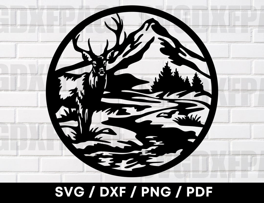 White Tail Deer Lake Scene DXF PNG SXG, Deer Svg, Deer Dxf, Deer Svg ...