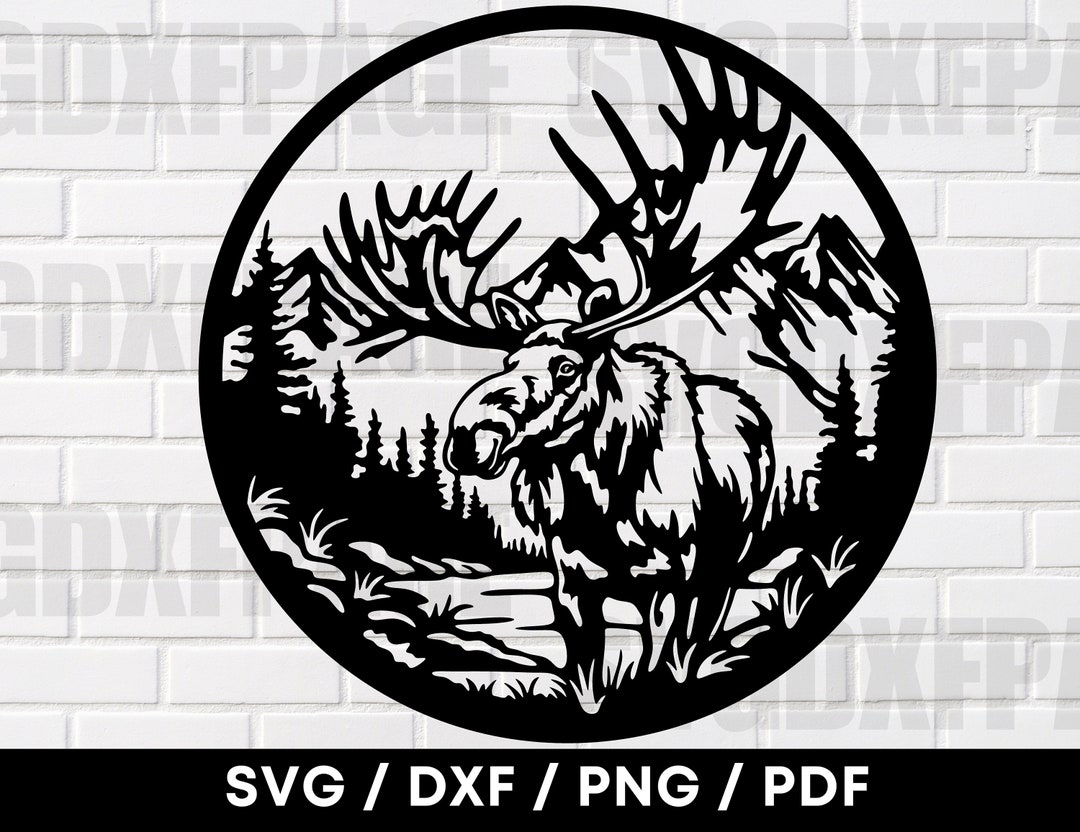 Moose Scene SVG DXF PNG, Moose Png, Dxf Files for Plasma, Cnc Files ...