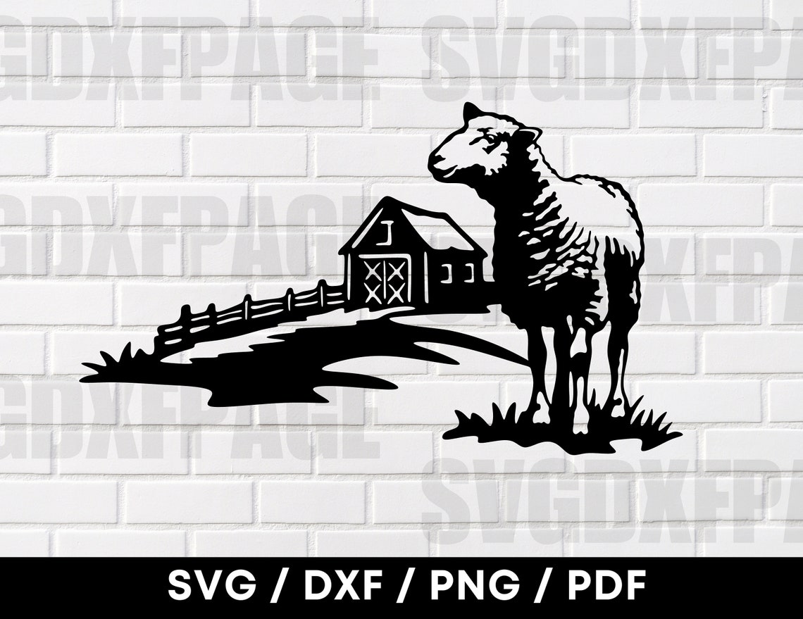 Sheep Scene PNG DXF SVG, Sheep Farm Svg, Farm Png, Lamb Svg, Scg Cut ...