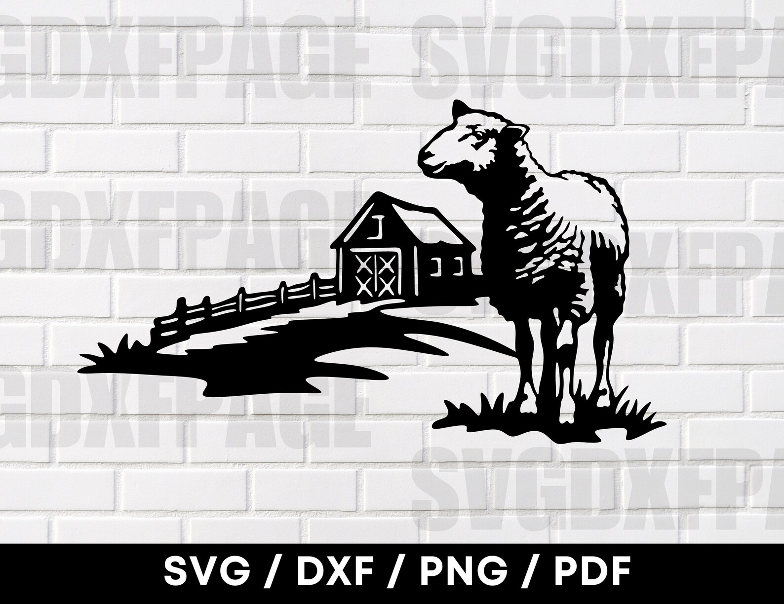 Sheep Scene PNG DXF SVG, Sheep Farm Svg, Farm Png, Lamb Svg, Scg Cut ...