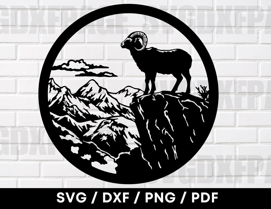 Mountain Goat Scene SVG PNG DXF, Mountain Goat Svg, Mountain Goat Png ...