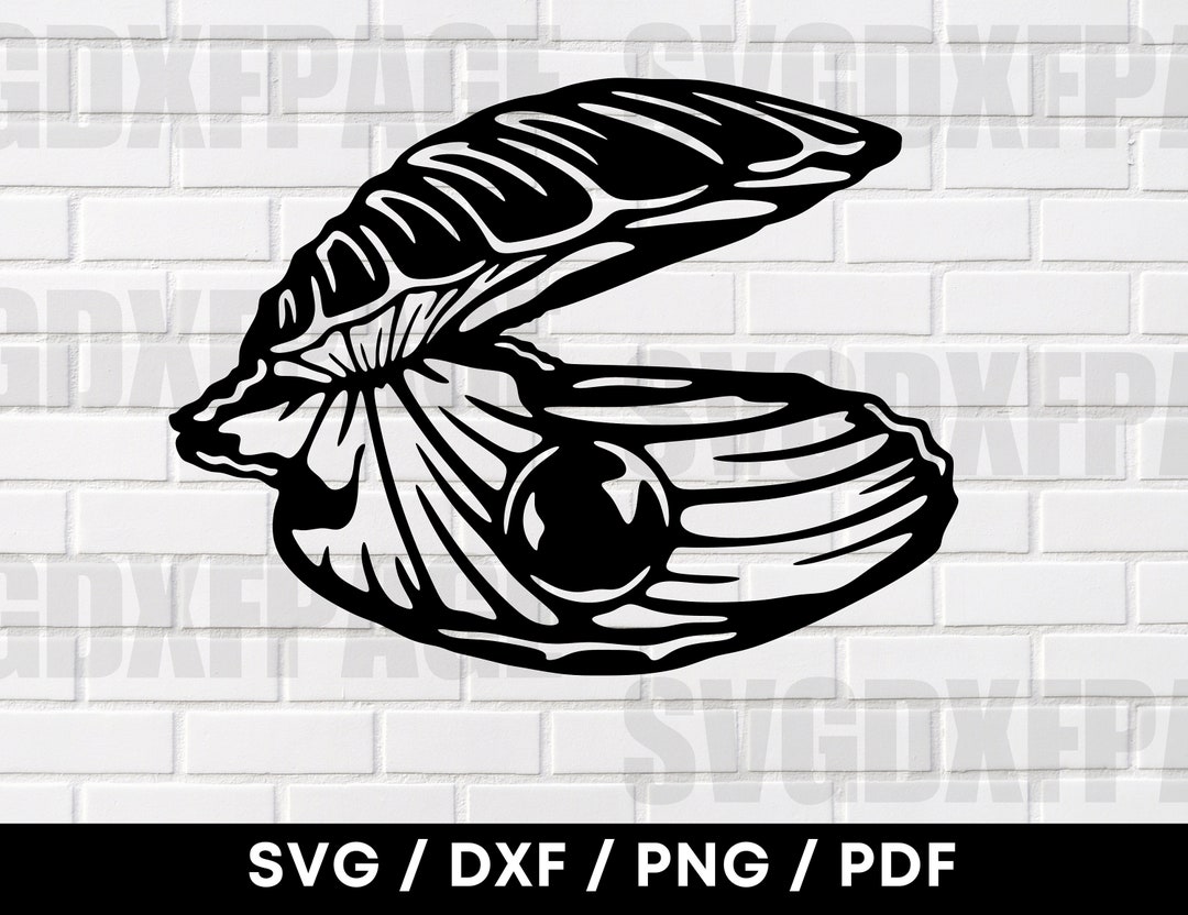 Clam With Pearl SVG DXF PNG, Clam Svg, Clan Png, Clam Clipart, Clam ...