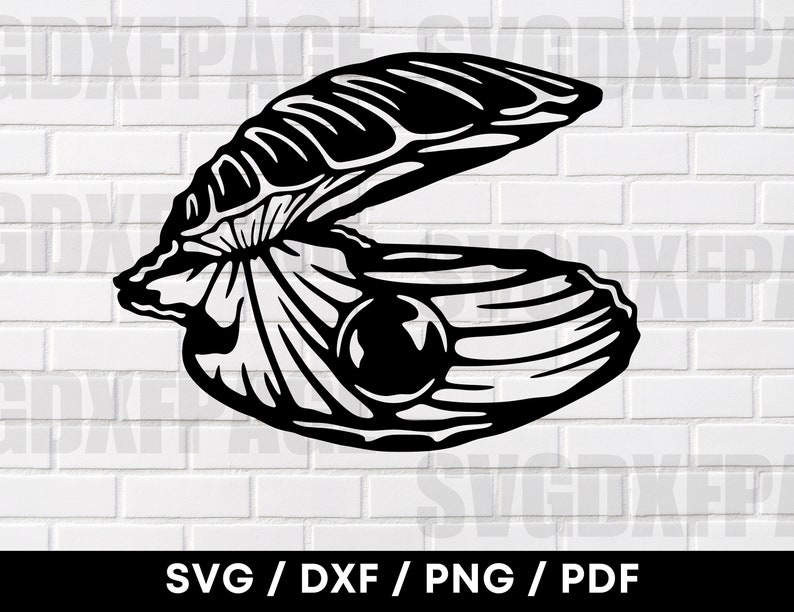 Clam With Pearl SVG DXF PNG, Clam Svg, Clan Png, Clam Clipart, Clam ...