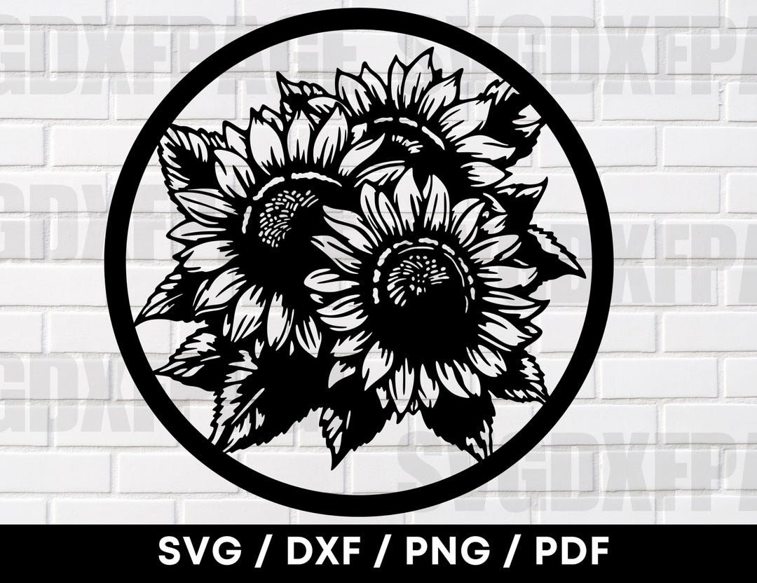 Sunflowers Floral Scene SVG PNG DXF, Sunflowers Clipart, Sunflowers Svg ...