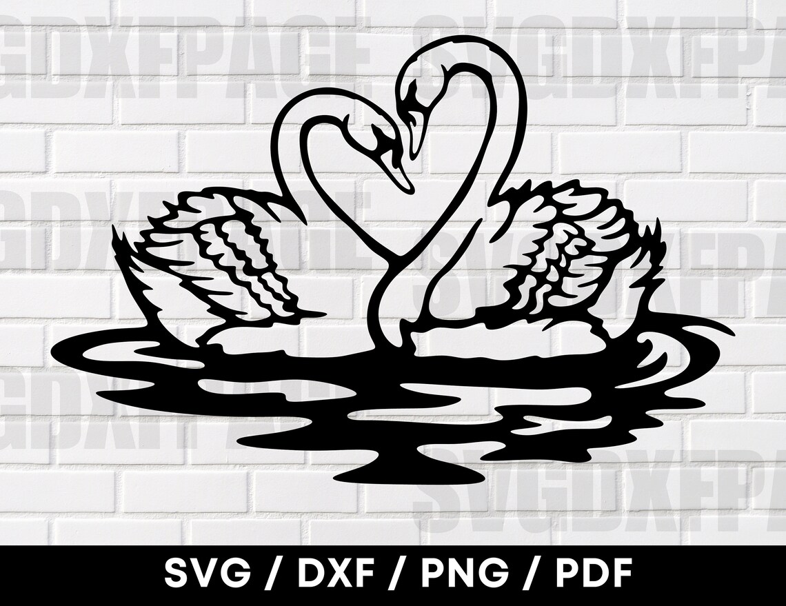 Swans on the Lake Scene DXF PNG SVG, Swans Png, Swans Svg, Swans ...