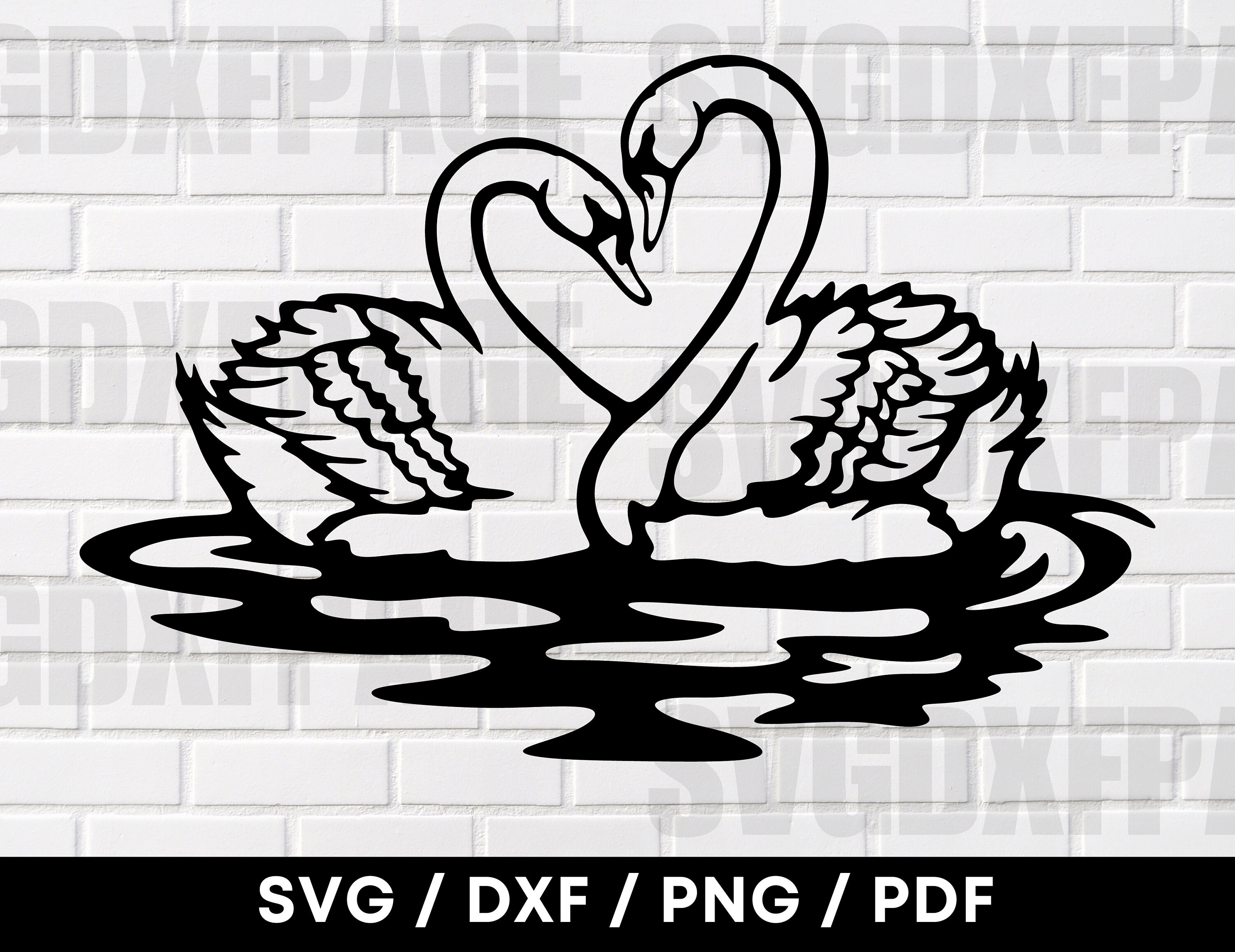 Swans on the Lake Scene DXF PNG SVG, Swans Png, Swans Svg, Swans ...