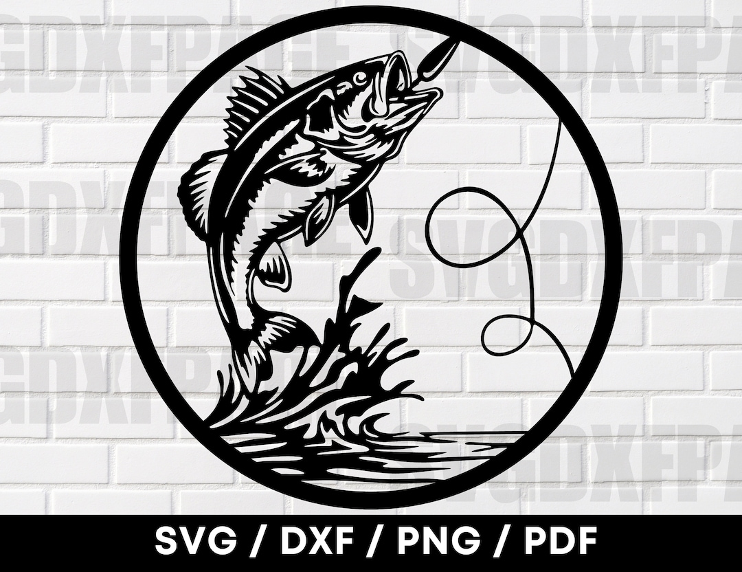 Largemouth Bass Fishing Scene DXF PNG SVG, Largemouth Bass Svg, Bass ...