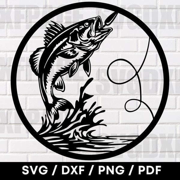Bass Fishing Scene Dxf - Etsy