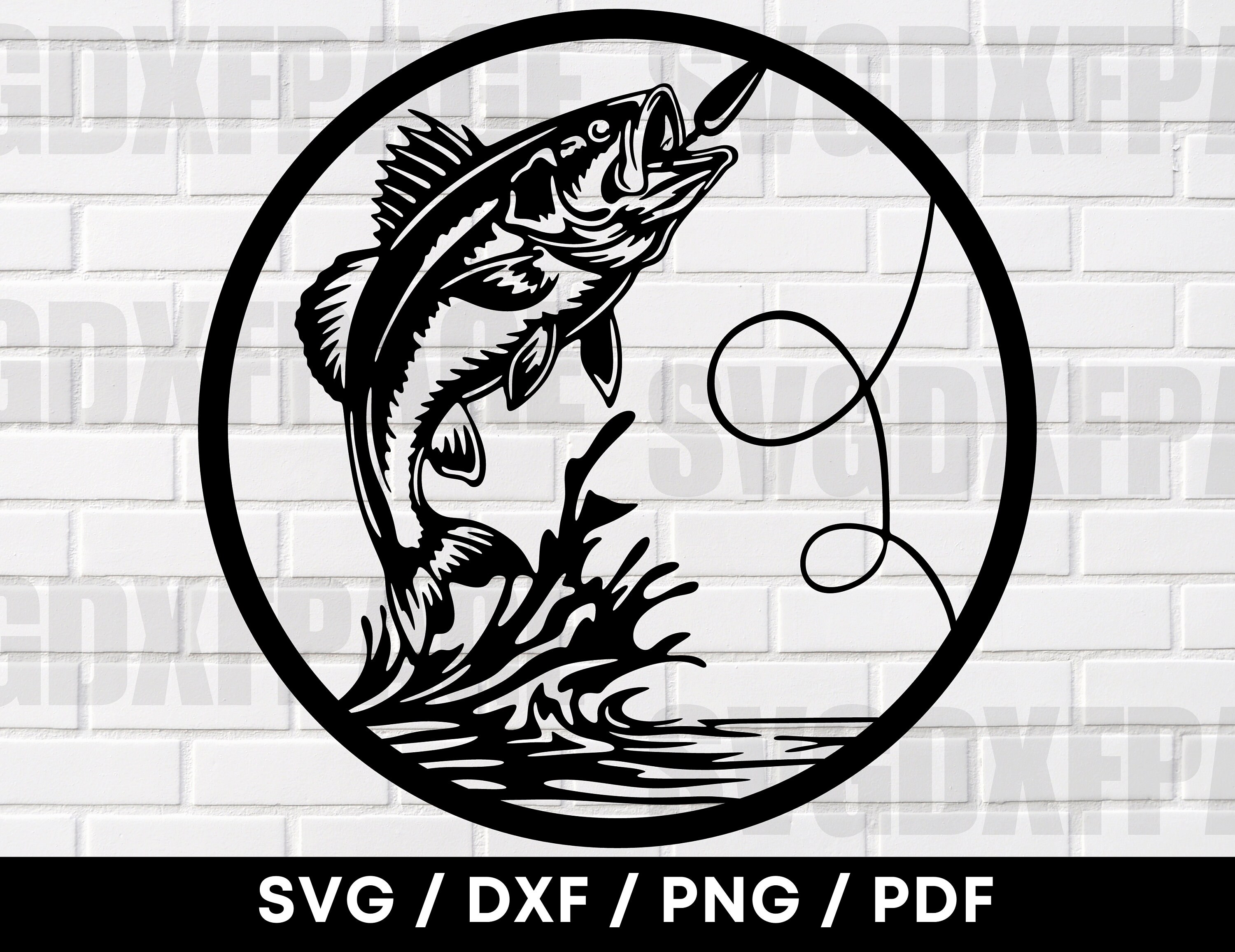 Largemouth Bass Fishing Scene DXF PNG SVG, Largemouth Bass Svg, Bass ...