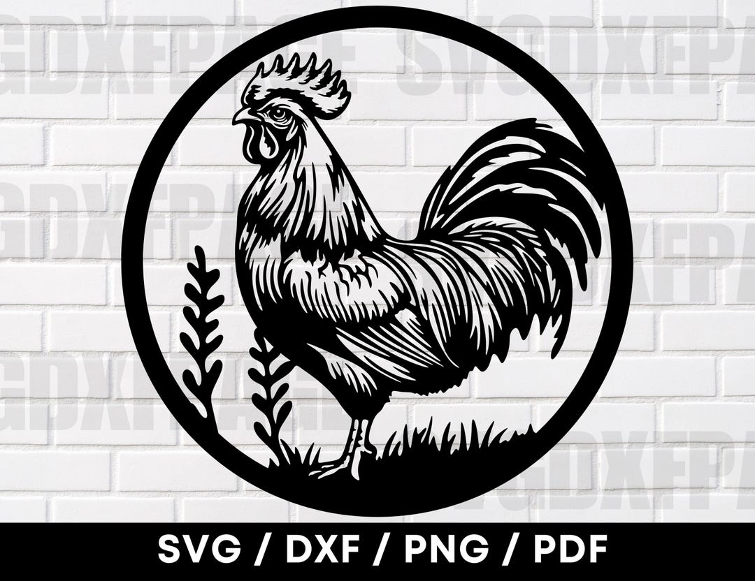 Rooster Scene SVG PNG DXF, Rooster Svg, Rooster Silhouette, Rooster ...