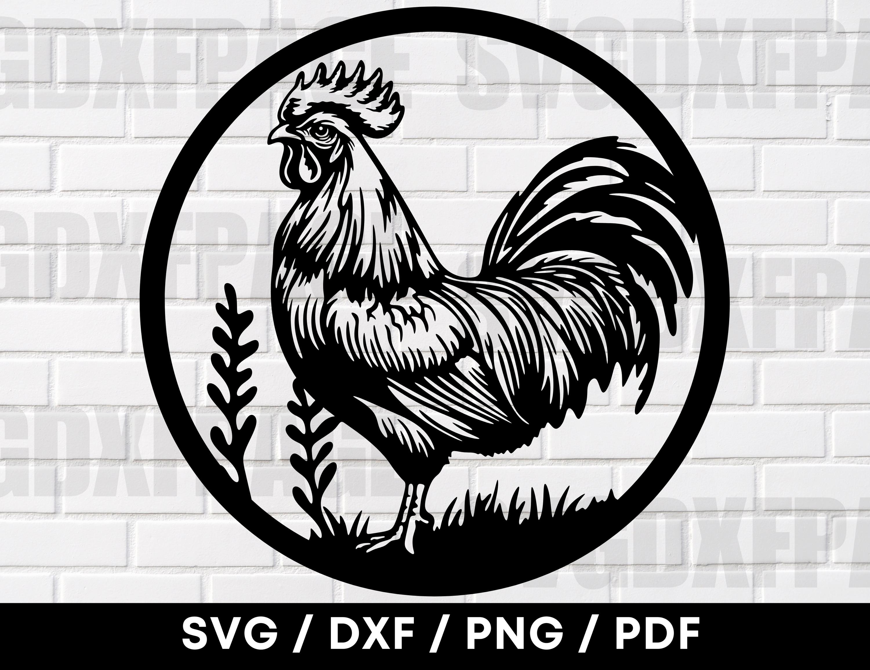 Rooster Scene SVG PNG DXF, Rooster Svg, Rooster Silhouette, Rooster ...