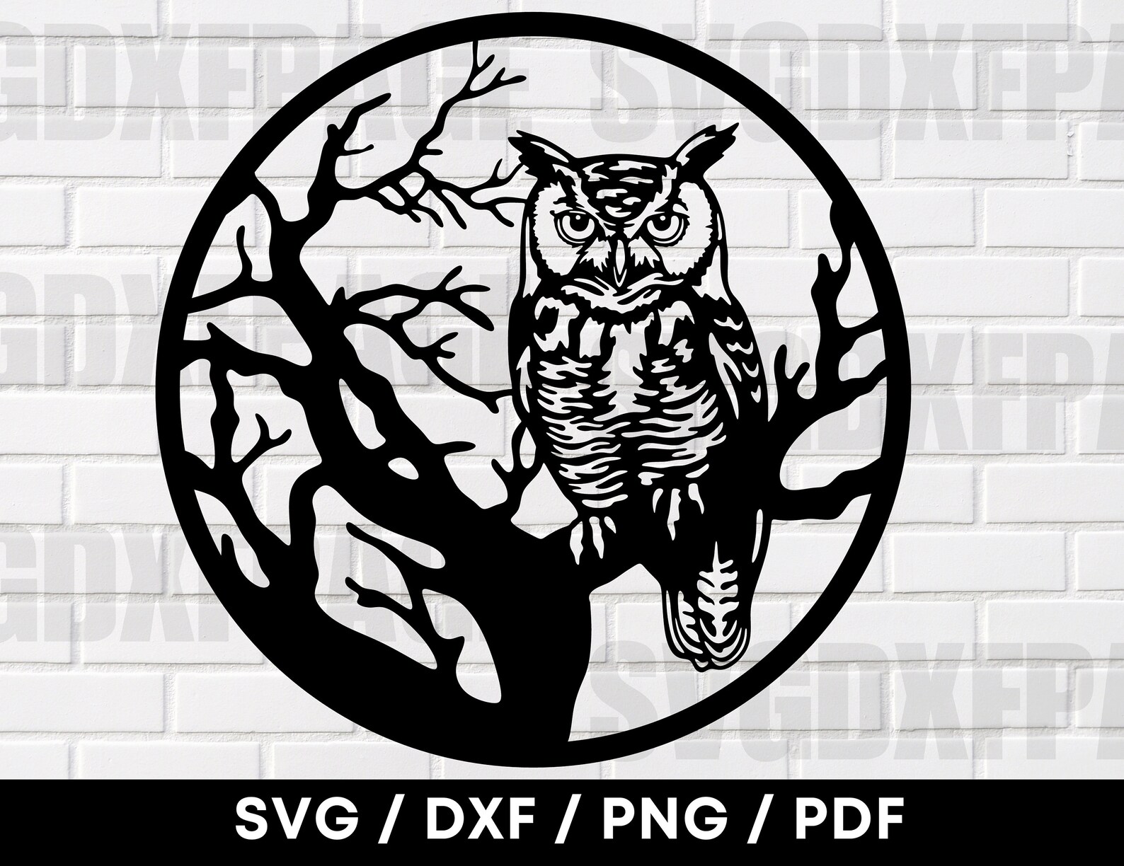 Owl on A Branch Scene Svg, Dxf, Png, Owl Svg, Owl Clipart, Owl ...