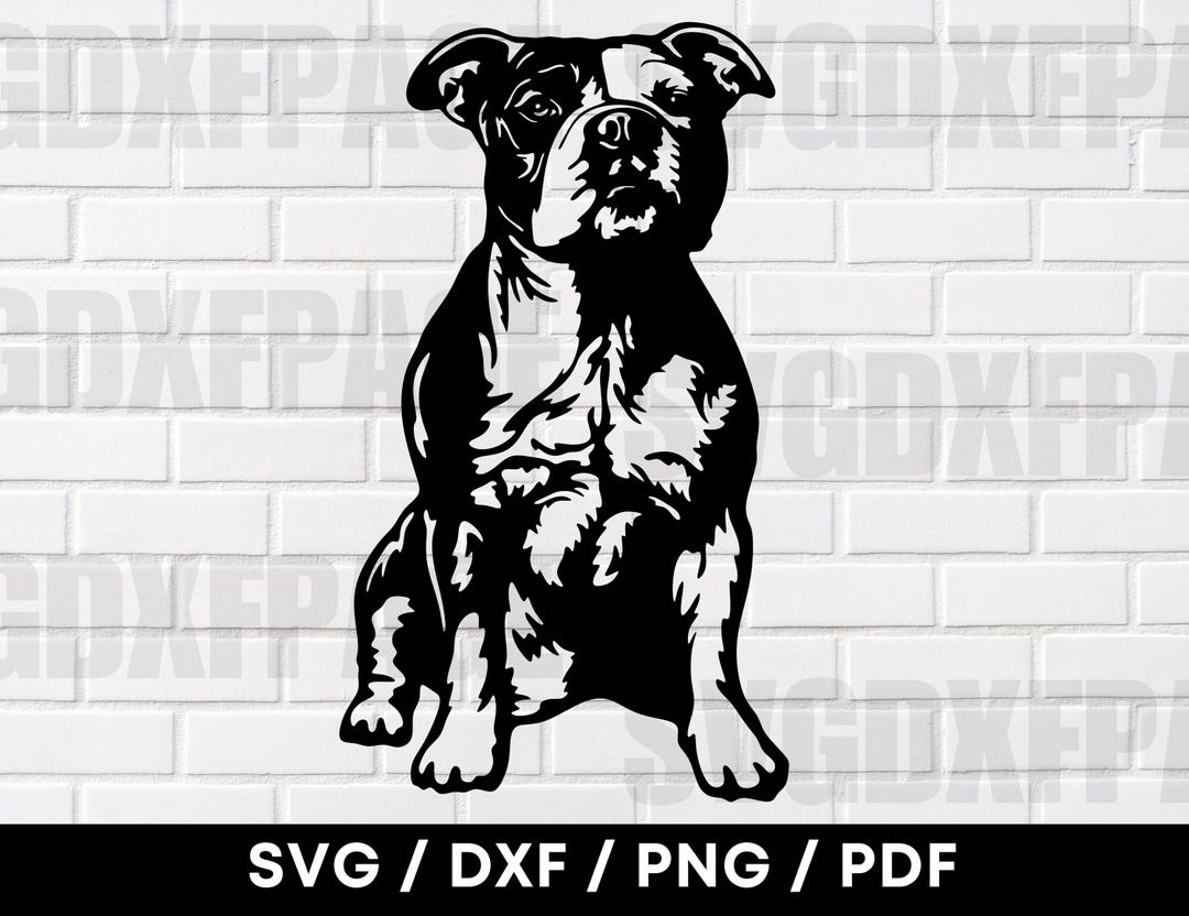 Pitbull Dog SVG PNG DXF, Pitbull Svg, Pitbull Silhouette, Pitbull ...