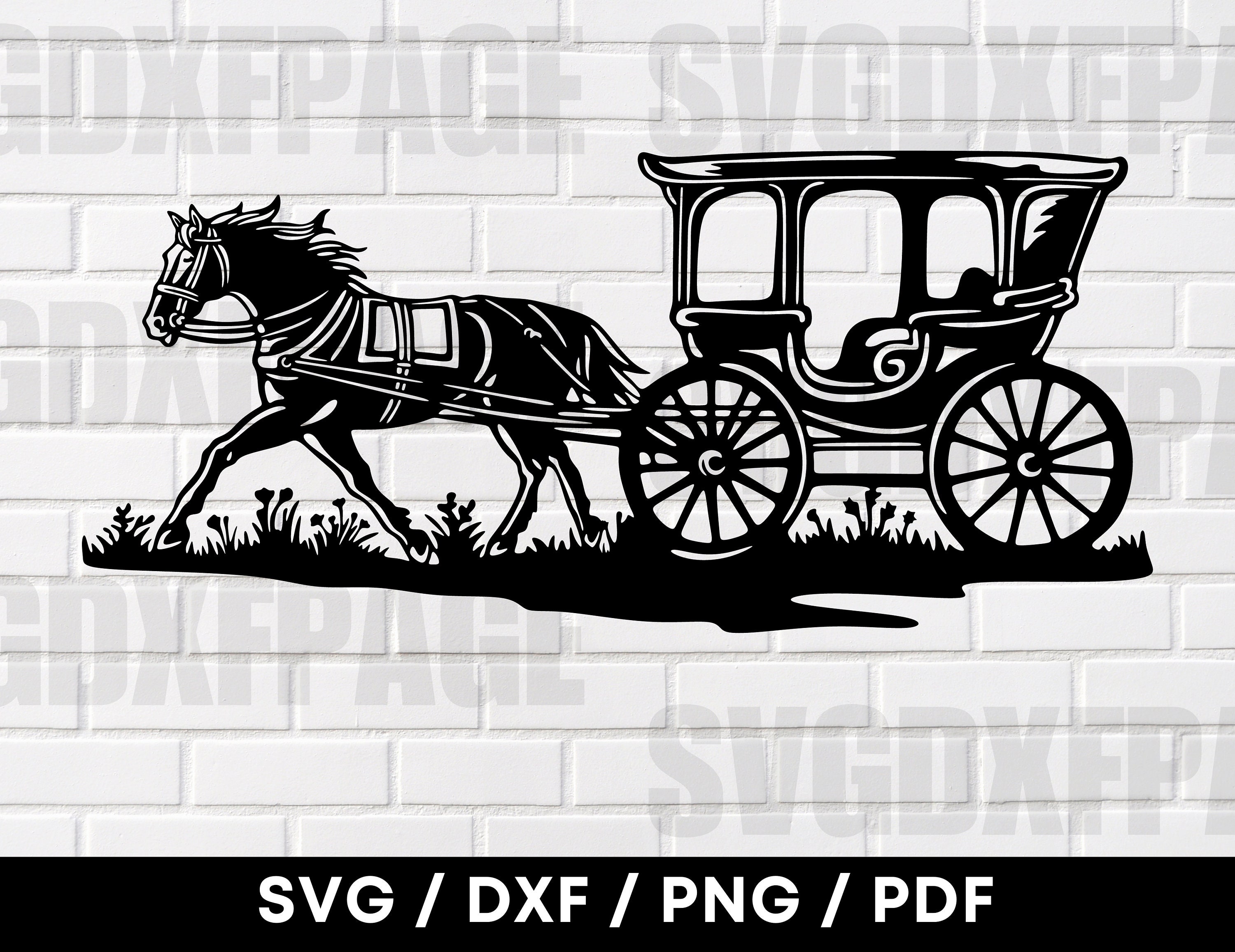Horse and Buggy SVG DXF PNG, Horse and Buggy Svg, Horse and Buggy ...
