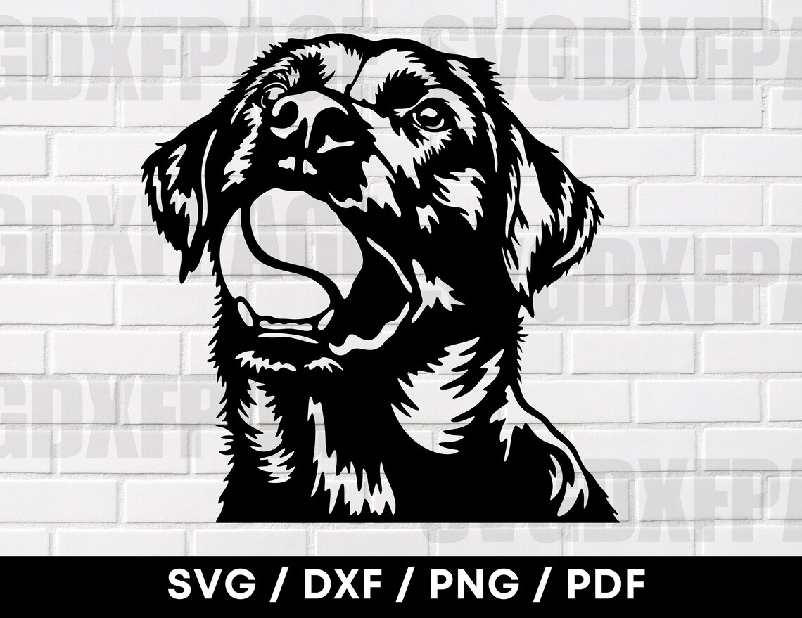 Labrador With Tennis Ball Scene SVG DXF PNG, Labrador Svg, Dog Svg, Dog ...