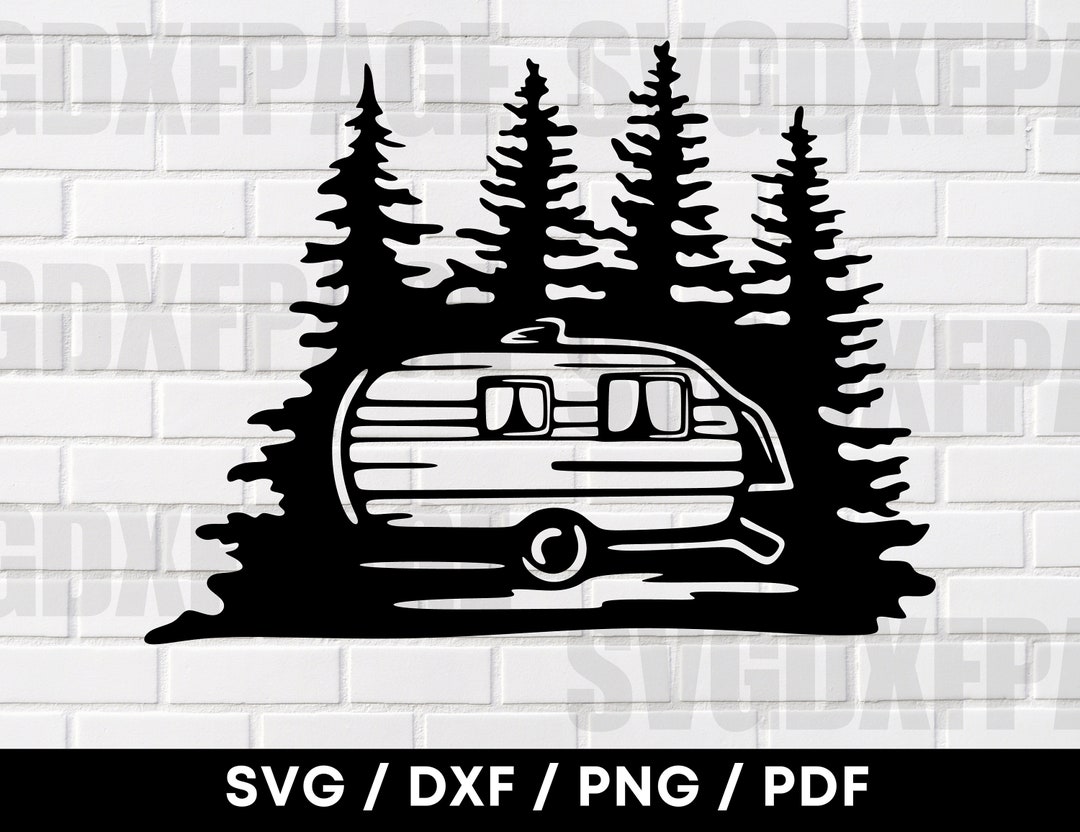 Camping Wilderness Scene SVG PNG DXF, Camper Svg, Camper Png, Camper ...