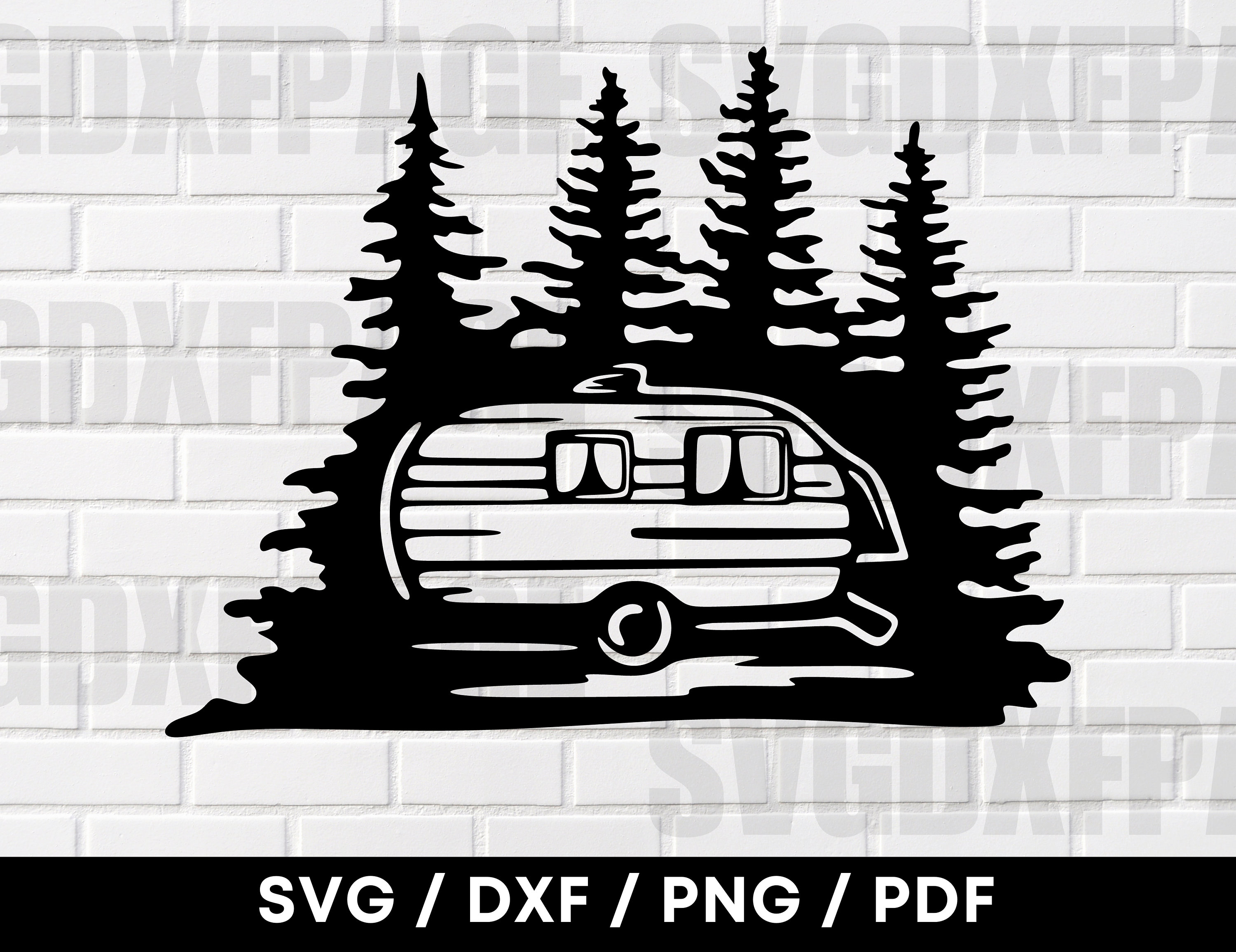 Camping Wilderness Scene SVG PNG DXF, Camper Svg, Camper Png, Camper ...