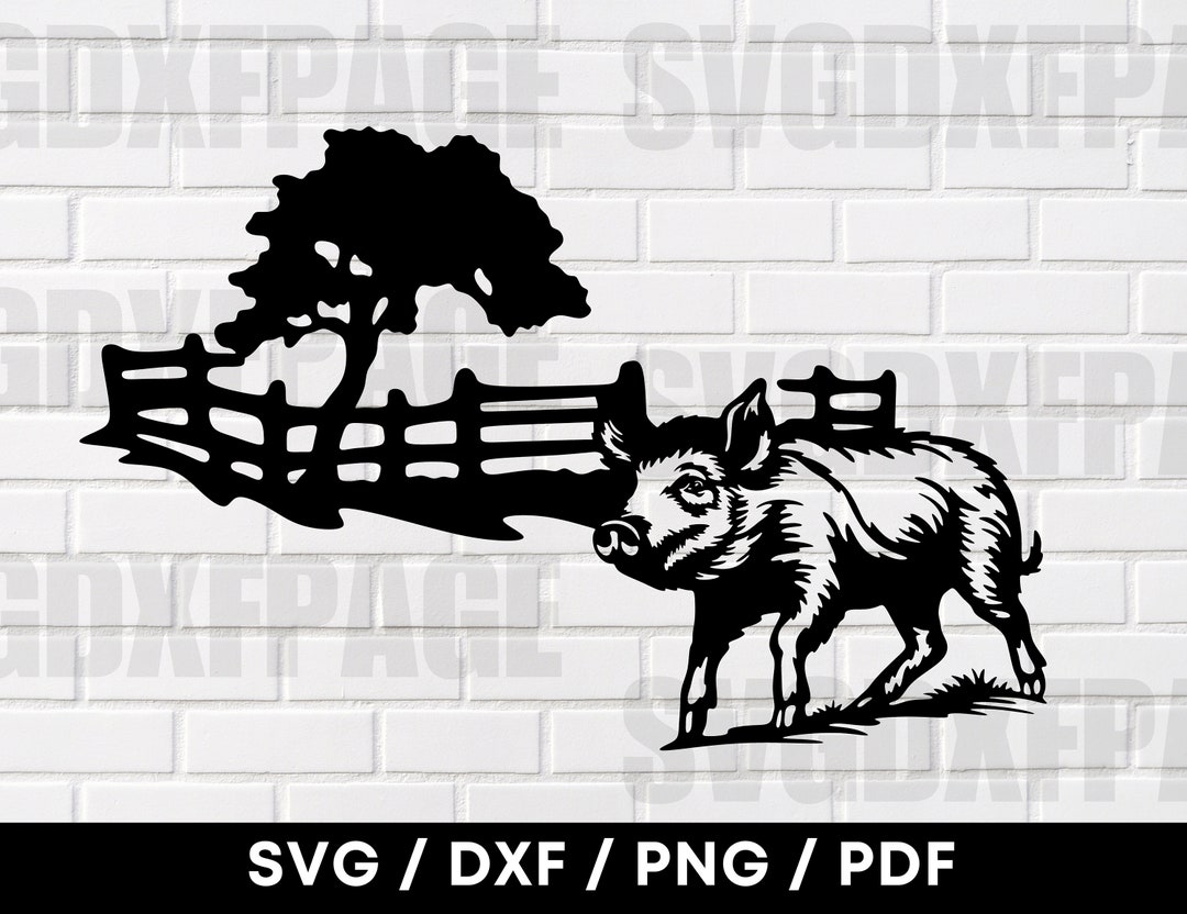 Boar Farm Scene PNG DXF SVG, Boar Svg, Wild Hog Svg, Wild Hog Png ...