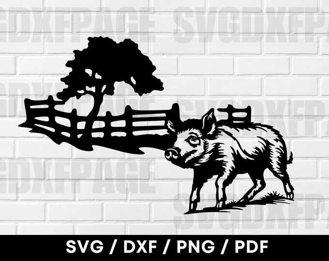 Wildschwein Farm Szene PNG DXF SVG, Wildschwein SVG, Wildschwein Png ...