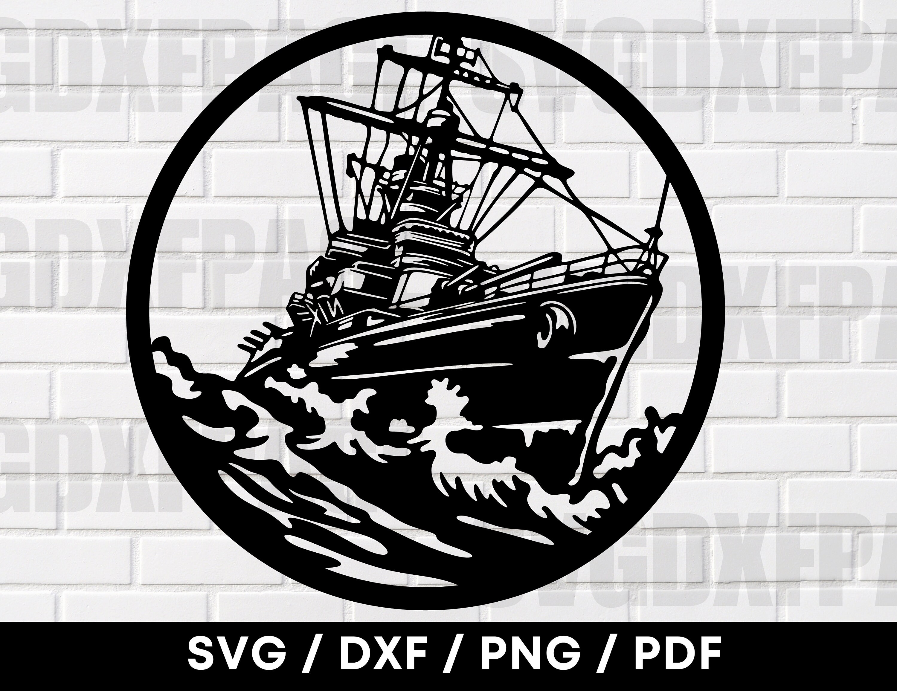 Navy Warship SVG DXF PNG, Navy Svg, Dxf Files for Plasma, Us Battleship ...