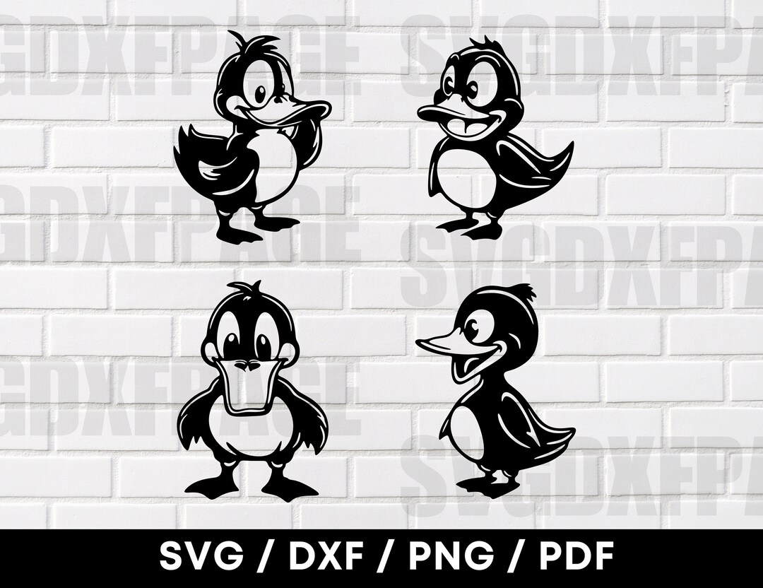 Cartoon Ducks SVG DXF PNG Clip Art, Cute Ducks Silhouette, Duck Face ...