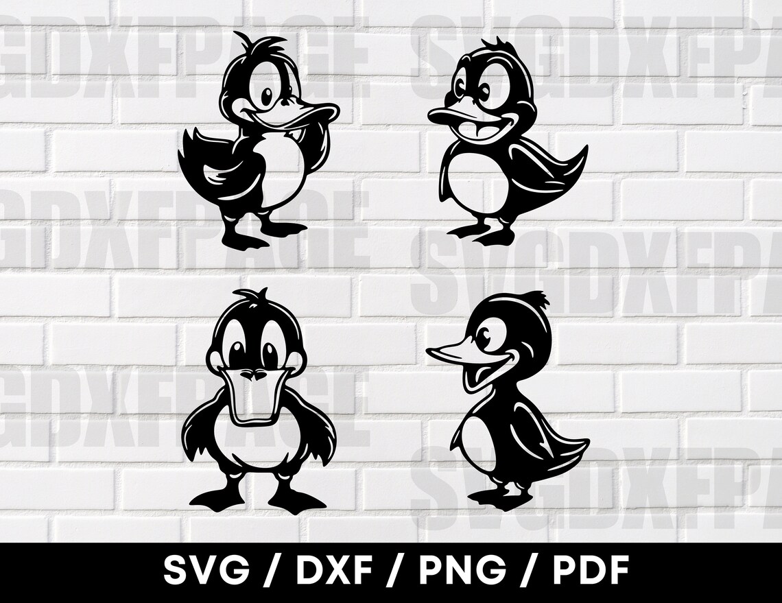 Cartoon Ducks SVG DXF PNG Clip Art, Cute Ducks Silhouette, Duck Face ...