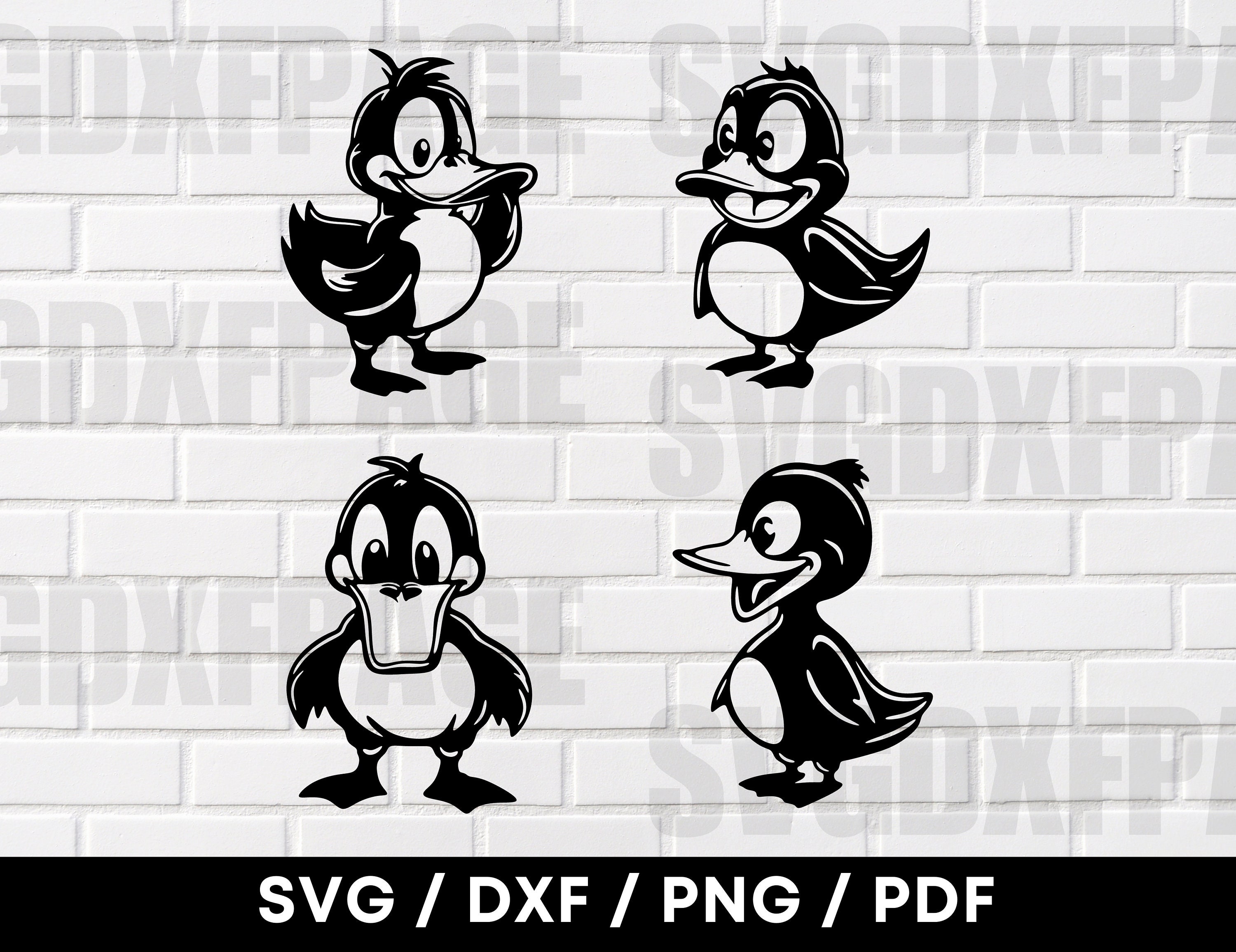 Cartoon Ducks SVG DXF PNG Clip Art, Cute Ducks Silhouette, Duck Face ...