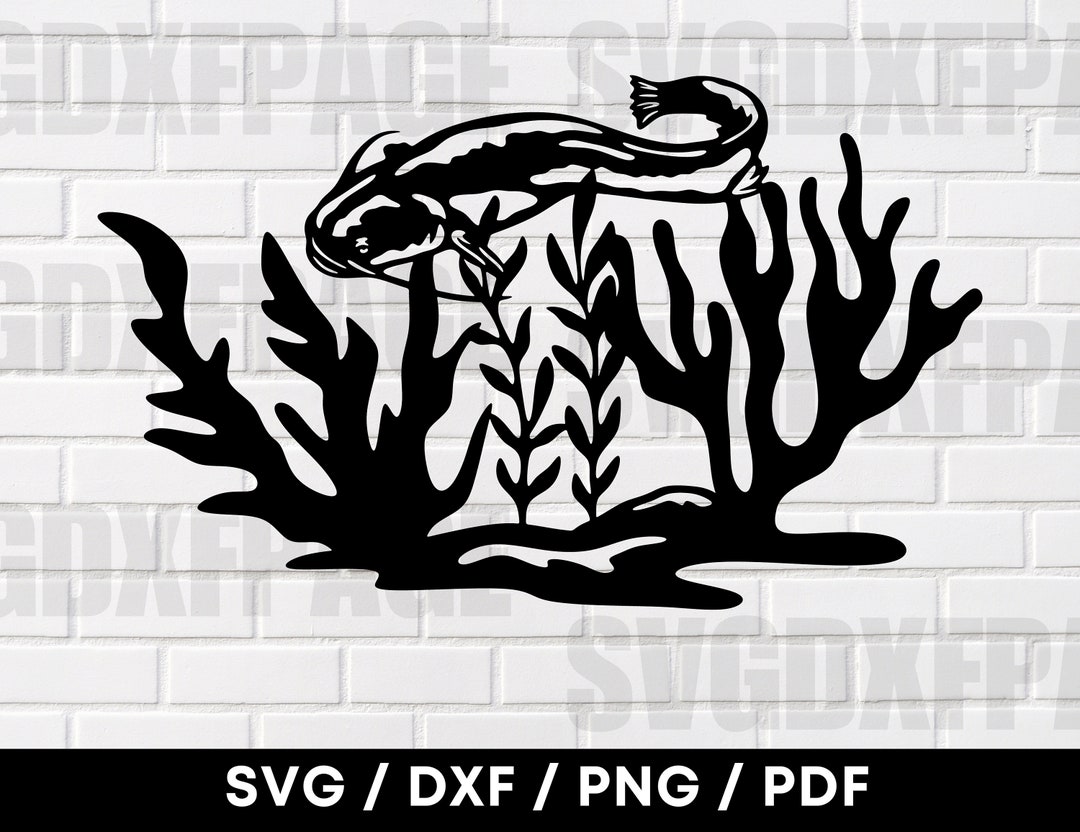 Catfish SVG DXF PNG, Catfish Clipart, Catfish Silhouette, Catfish Svg ...