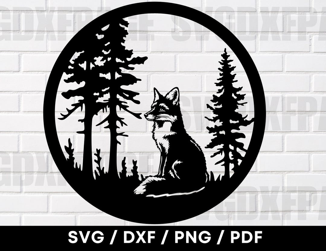 Red Fox in the Wild Scene SVG PNG DXF, Fox Svg, Fox Silhouette, Fox ...