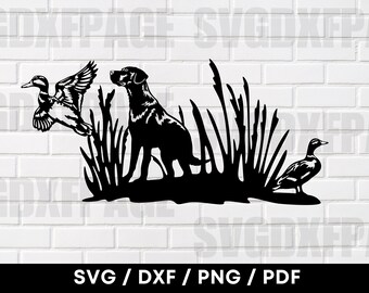 Hunting Scene Dxf , Hunting Dog Svg, Dxf Files for Plasma, Laser ...