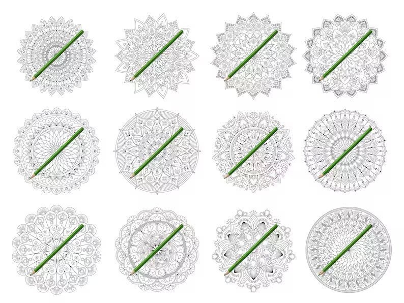 Art Therapy Mandala Digital/printable Coloring Book - Etsy