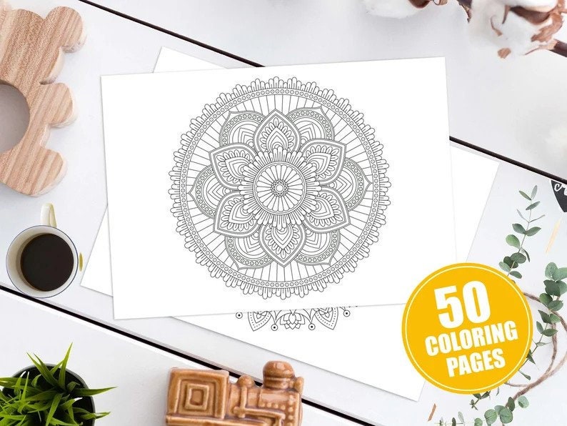 Art Therapy Mandala Digital/printable Coloring Book - Etsy