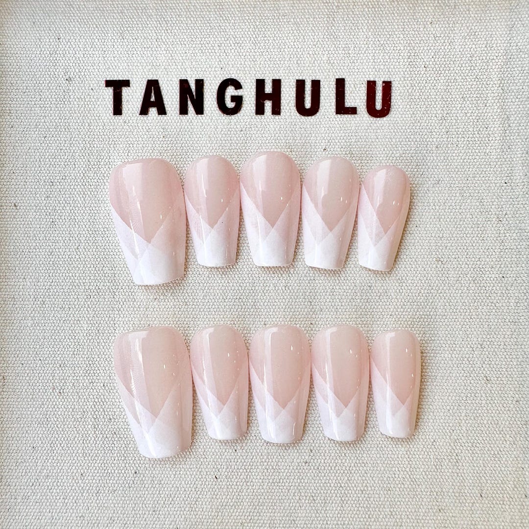 Lunar Mist Press on Nails/coffin Shape / Silver Butterfly and Heart ...