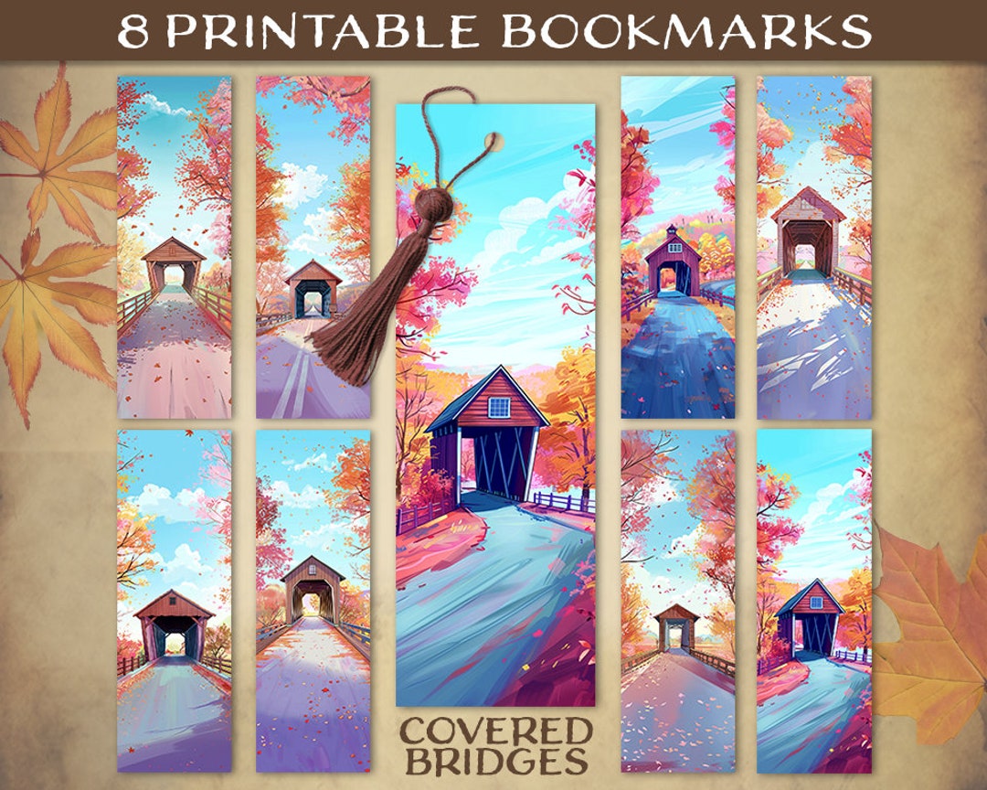 Covered Bridges Printable Bookmarks for Book Lovers, Digital Covered ...