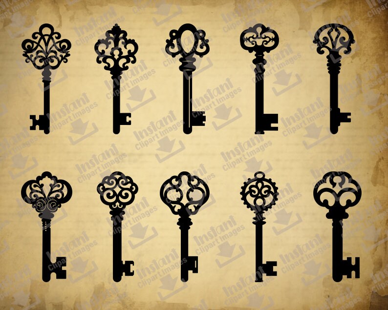 Antique Key SVG, Keys SVG Bundle, Old Keys Clipart, 30 SVG Silhouette ...