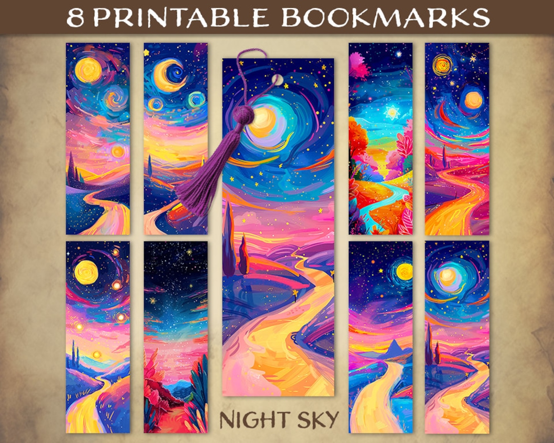 Night Sky Printable Bookmarks, Digital Night Sky Bookmark Set for ...