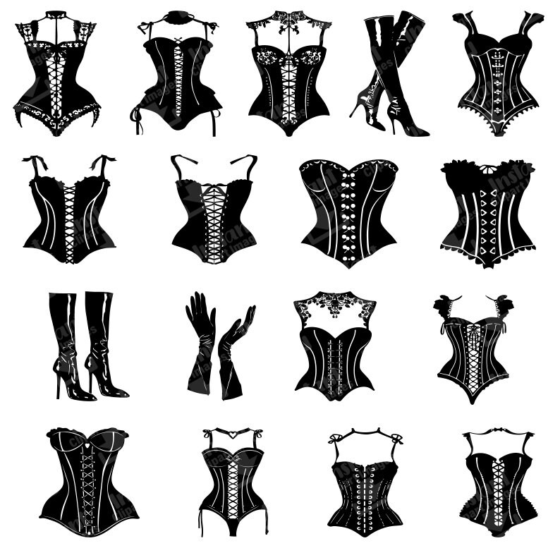 Corsets SVG, Corset SVG Bundle, Corset Accessories Clipart, Silhouette ...