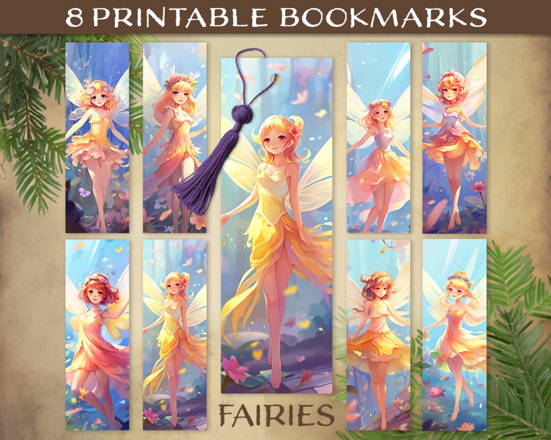 Fairy Printable Bookmarks for Book Lovers, Digital Fairies Bookmarks ...