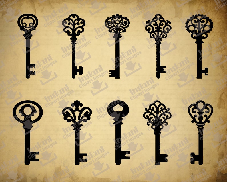 Antique Key SVG, Keys SVG Bundle, Old Keys Clipart, 30 SVG Silhouette ...
