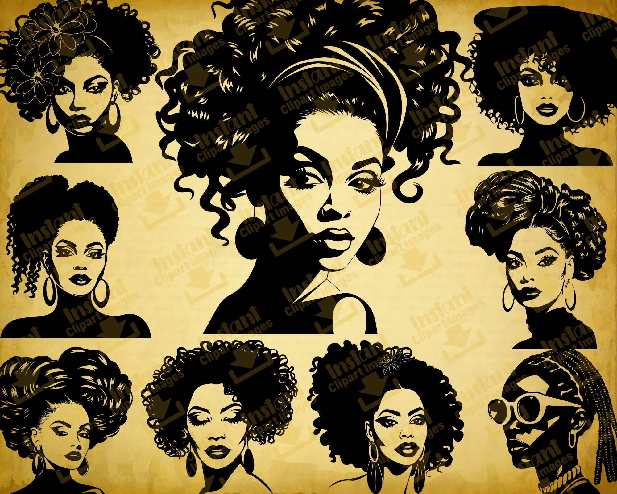 Afro Girls Svg Melanin Women Svg Black Woman Svg Bundle 100 Etsy
