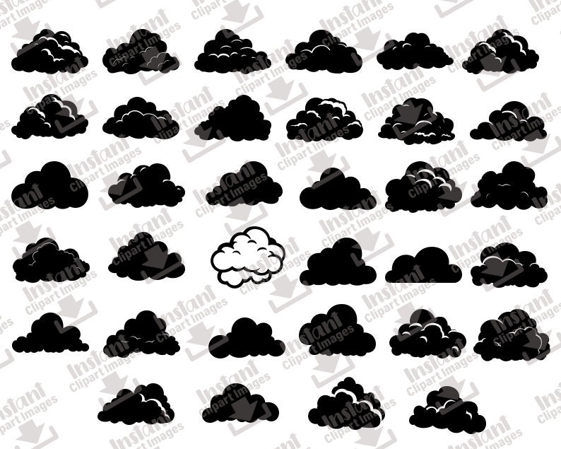 Clouds SVG, Cloud SVG Bundle, Clouds Clipart, 100+ SVG Silhouette ...