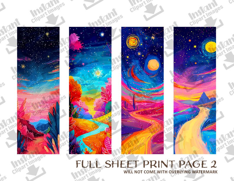 Night Sky Printable Bookmarks, Digital Night Sky Bookmark Set for ...